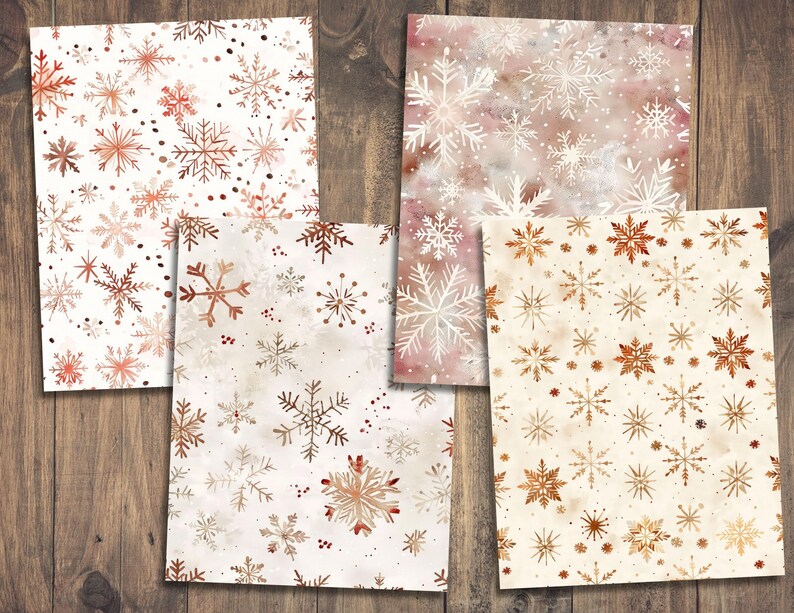 Snowflakes Digital Papers, Winter Snow Scrapbook Kit, Christmas ...