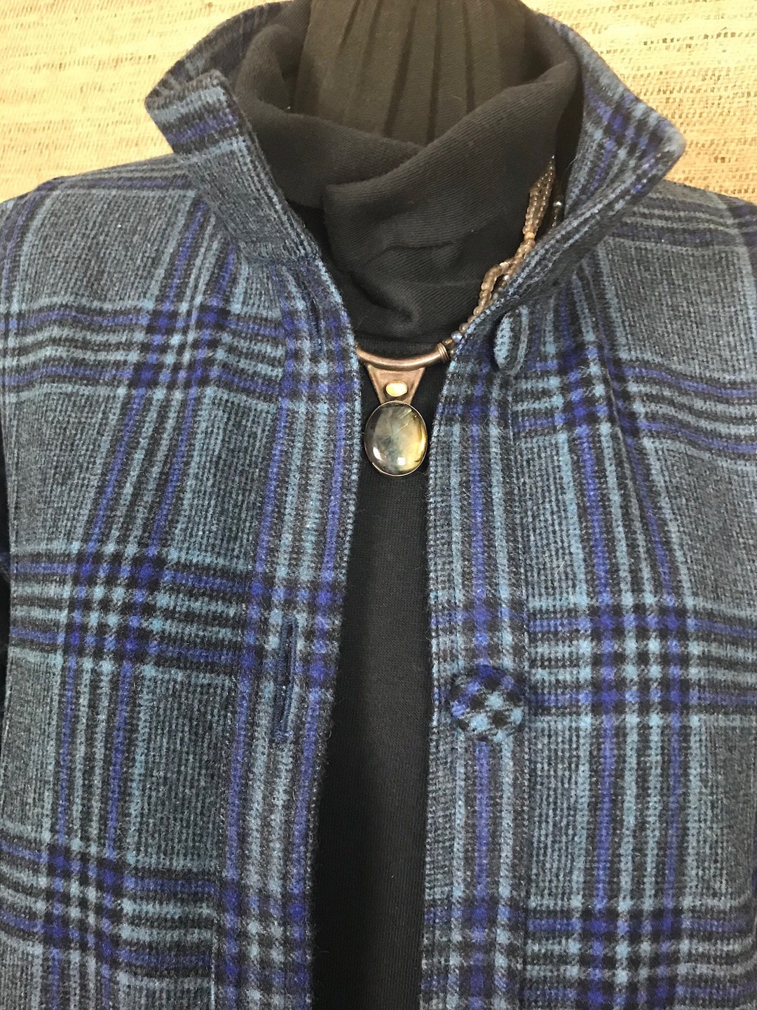 A jacqueline Beverley Blue Check Wool Mix Jacket. - Etsy UK