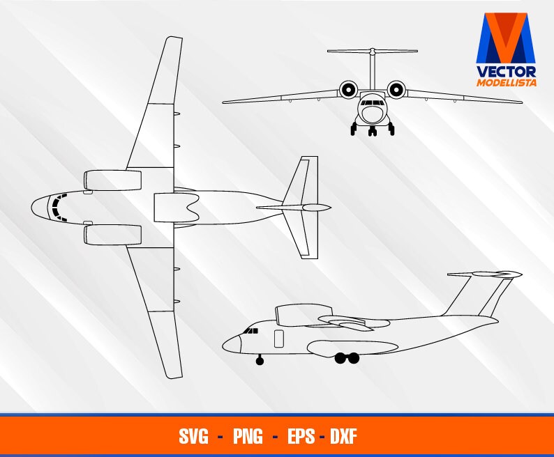 An-72 Airplane Blueprint EPS SVG PNG Dxf Vector Art Cricut Silhouette ...