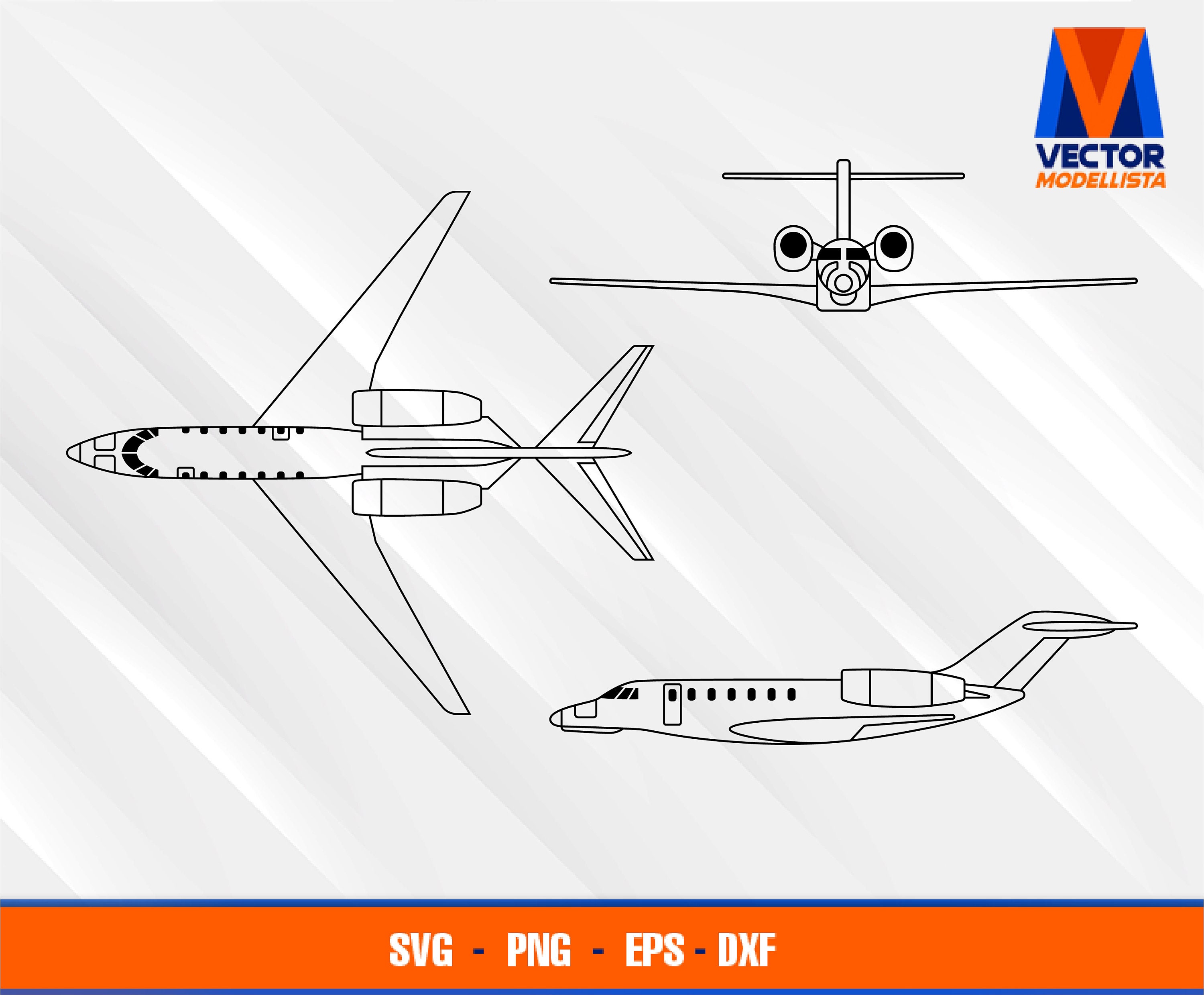 Citation X Airplane Blueprint EPS - SVG - PNG - Dxf Vector Art - Cricut ...