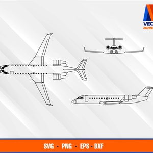 CRJ 100 Airplane Blueprint EPS - SVG - Png - Dxf Vector Art - Cricut ...