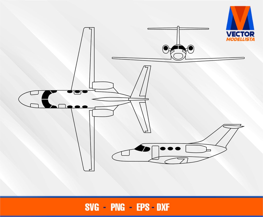 Citation Mustang Airplane Blueprint EPS - SVG - PNG - Dxf Vector Art ...