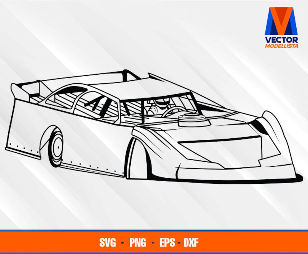 Dirt Late Model Race Car EPS - SVG - PNG - Dxf Vector Art - Cricut ...