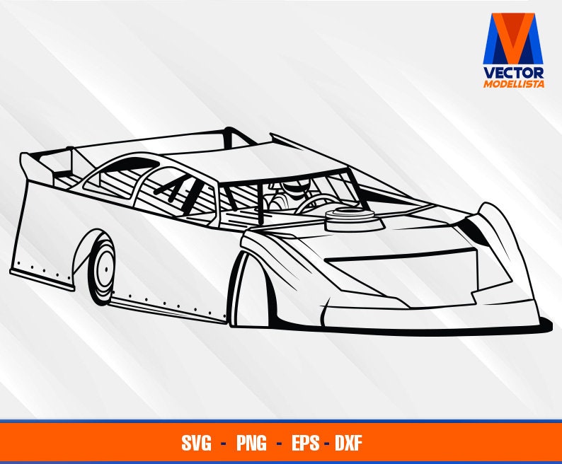 Dirt Late Model Race Car EPS - SVG - PNG - Dxf Vector Art - Cricut ...