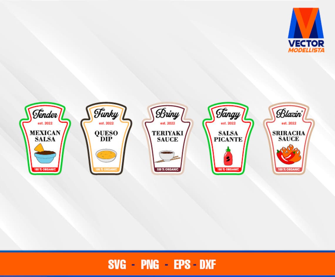 X15 Condiment Labels Bundle EPS - SVG - PNG - Dxf Vector Art - Cricut ...