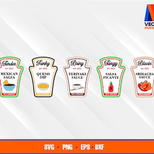 X15 Condiment Labels Bundle EPS - SVG - PNG - Dxf Vector Art - Cricut ...