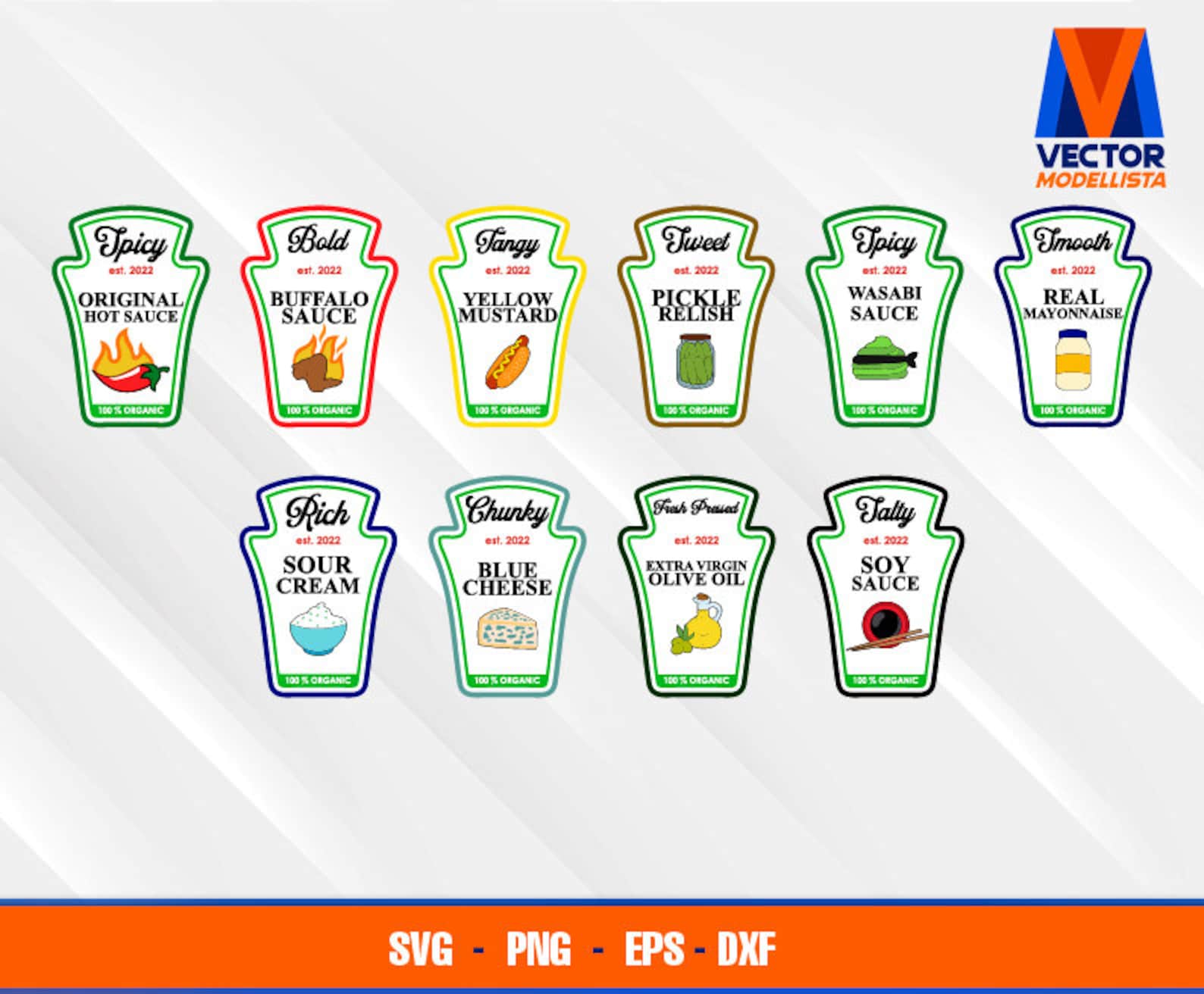X20 Condiment Labels Bundle EPS - SVG - PNG - Dxf Vector Art - Cricut ...