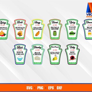 X20 Condiment Labels Bundle EPS - SVG - PNG - Dxf Vector Art - Cricut ...