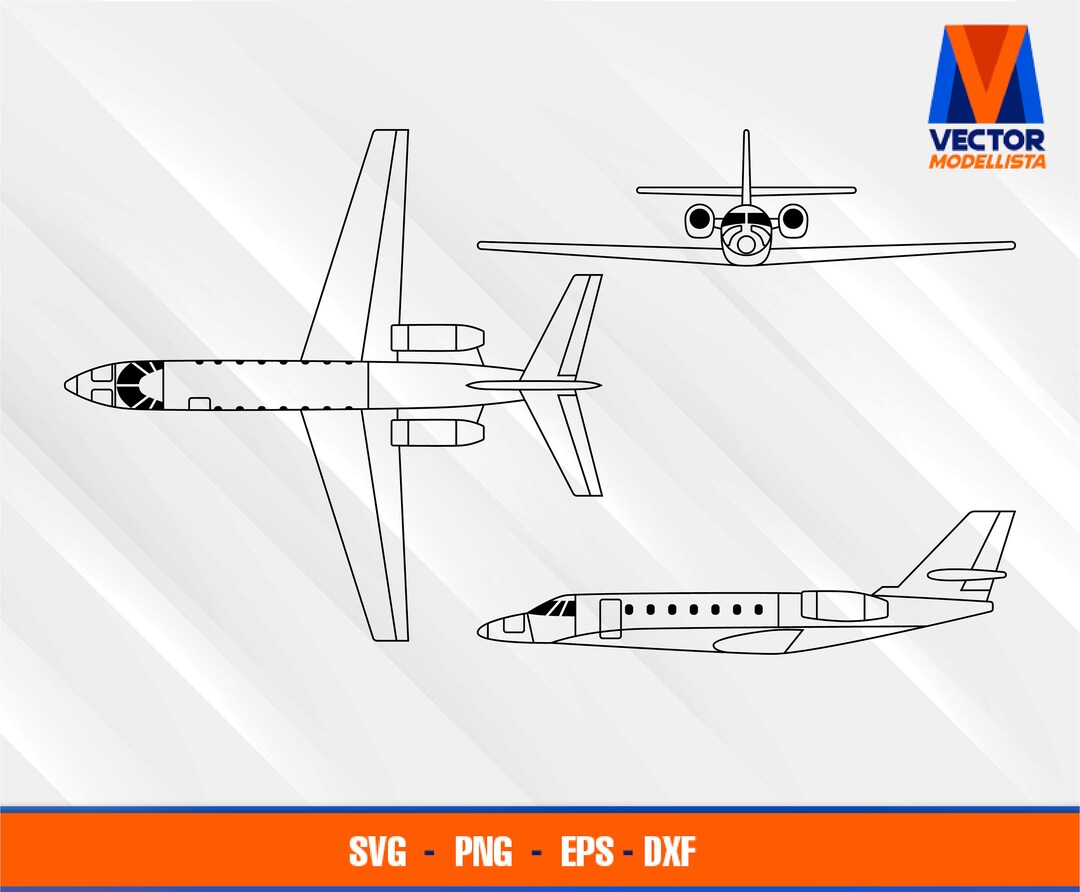 Citation Sovereign Airplane Blueprint EPS - SVG - PNG - Dxf Vector Art ...
