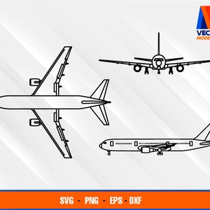 B767-200 Airplane Blueprint EPS - SVG - PNG - Dxf Vector Art - Cricut ...