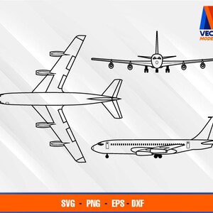 B720 Airplane Blueprint EPS - SVG - PNG - Dxf Vector Art - Cricut ...