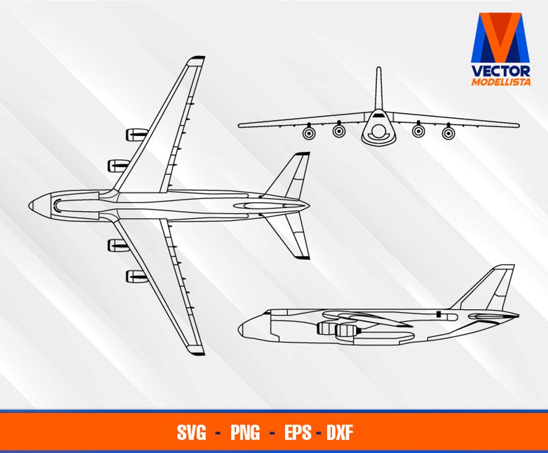 An-124 Ruslan Airplane Blueprint EPS - SVG - PNG - Dxf Vector Art ...