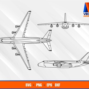 An-124 Ruslan Airplane Blueprint EPS - SVG - PNG - Dxf Vector Art ...