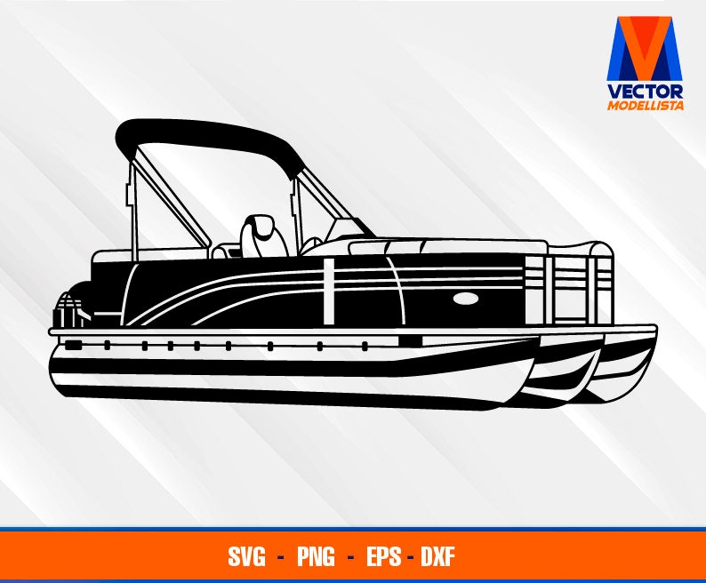 Triple Tube Pontoon Boat EPS SVG PNG Dxf Vector Art Cricut Silhouette ...