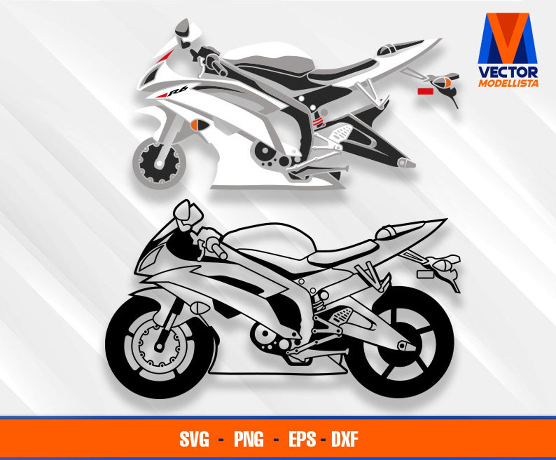 Yzf-R6 Motocicleta EPS SVG PNG Dxf Vector Art Cricut Silhouette Cameo ...
