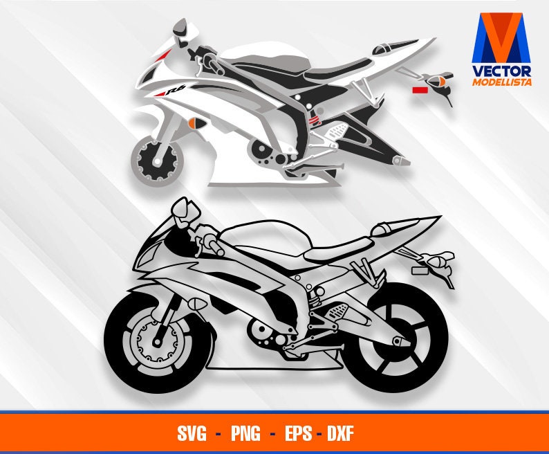 Yzf-R6 Motocicleta EPS SVG PNG Dxf Vector Art Cricut Silhouette Cameo ...