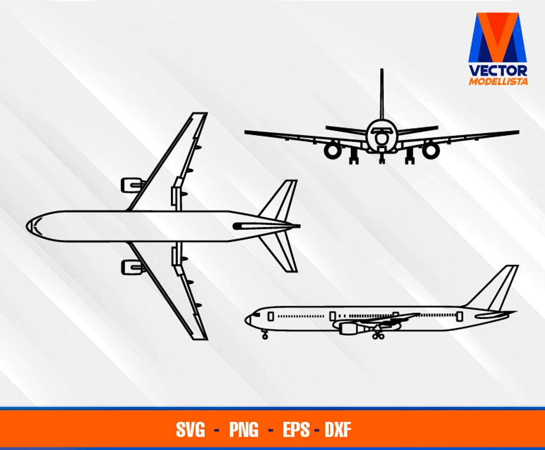 B767-300 Airplane Blueprint Blueprint EPS - SVG - PNG - Dxf Vector Art ...
