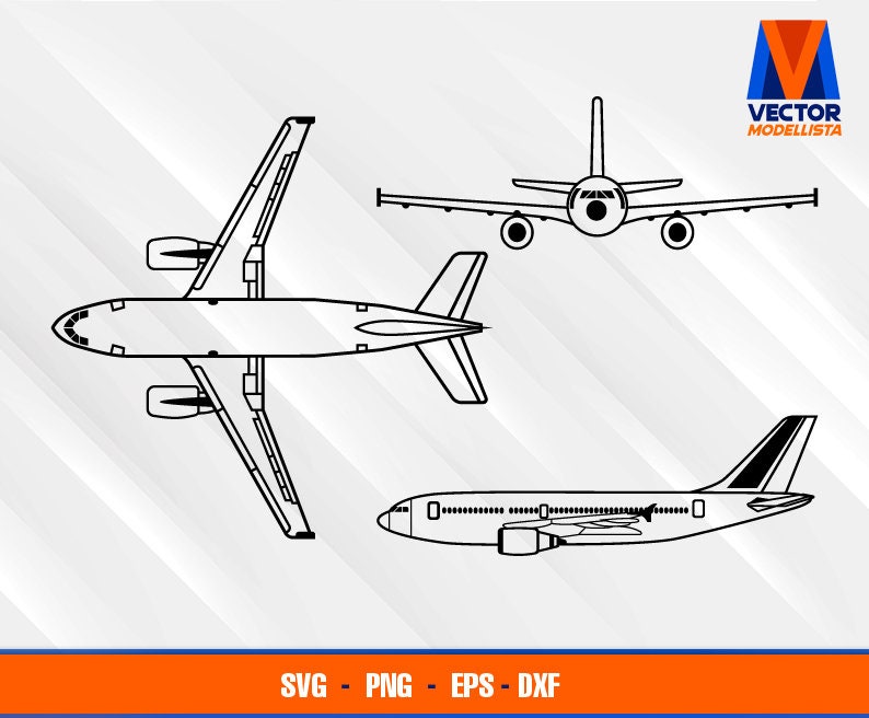 A310 Airplane Blueprint EPS SVG PNG Dxf Vector Art - Etsy