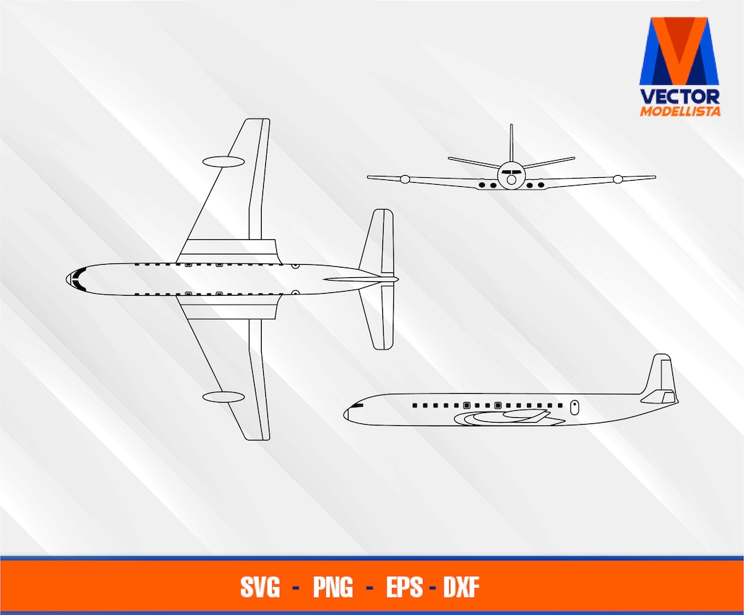 Comet 4 Airplane Blueprint EPS - SVG - PNG - Dxf Vector Art - Cricut ...
