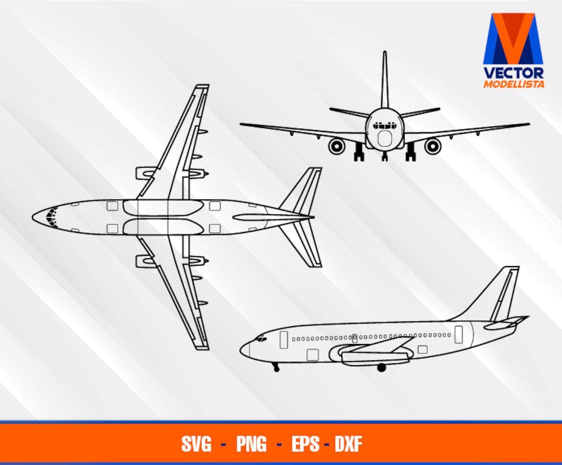 B737-200 Airplane Blueprint EPS - SVG - PNG - Dxf Vector Art - Cricut ...