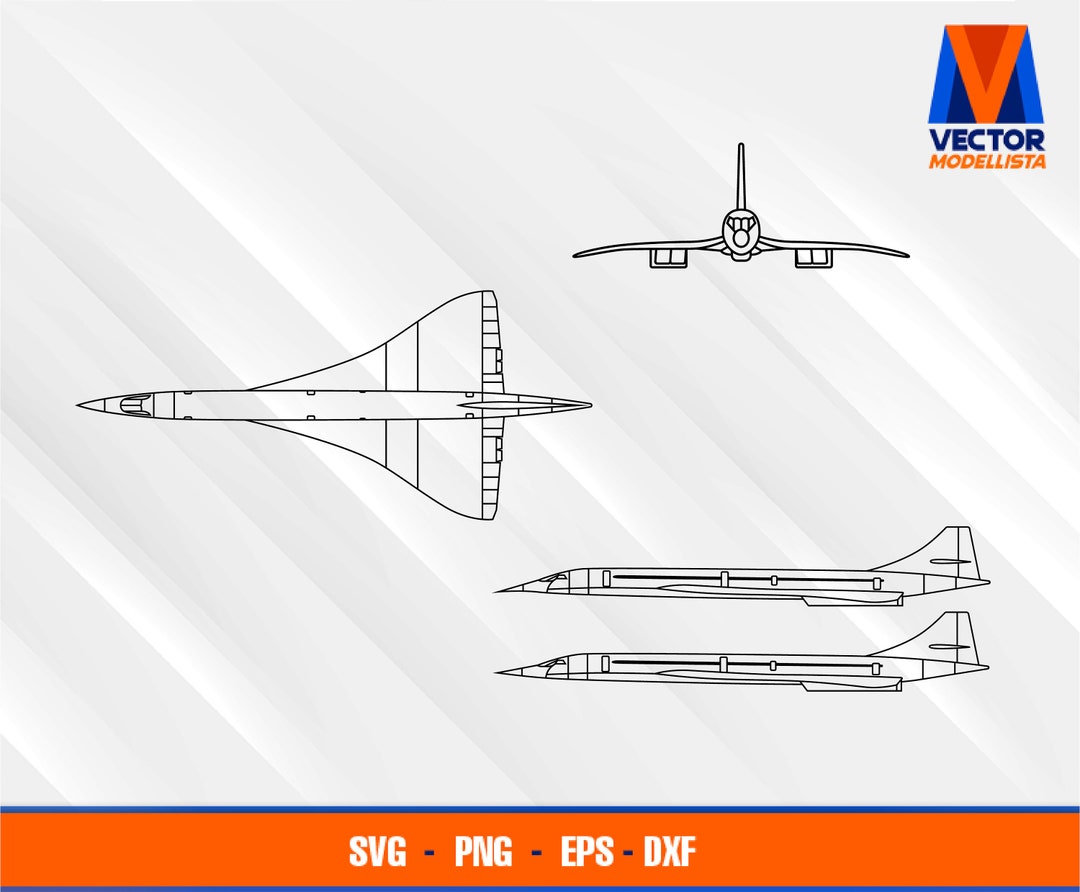 Concorde Airplane Blueprint EPS - SVG - PNG - Dxf Vector Art - Cricut ...