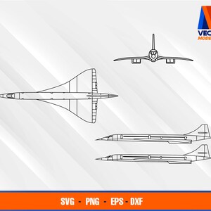 Concorde Airplane Blueprint EPS SVG PNG Dxf Vector Art Cricut ...