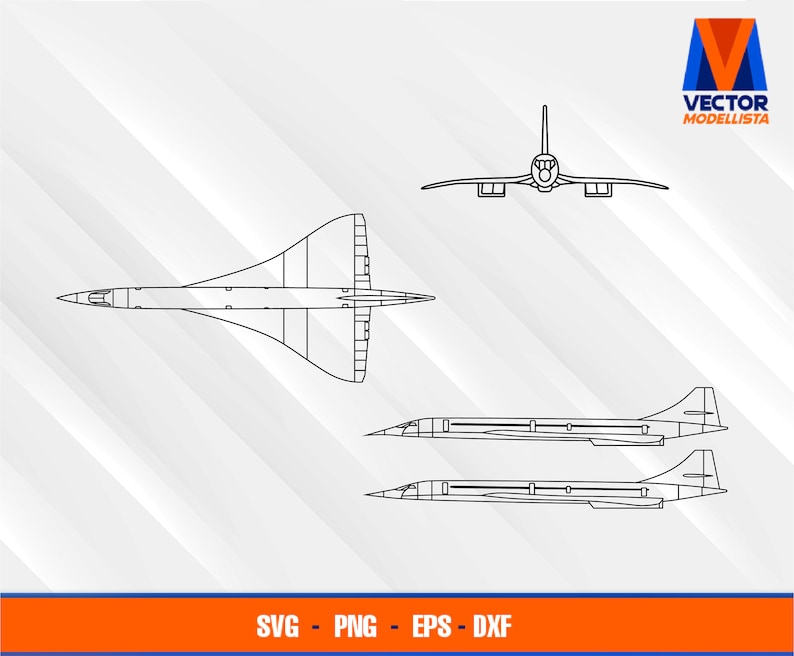Concorde Airplane Blueprint EPS SVG PNG Dxf Vector Art - Etsy