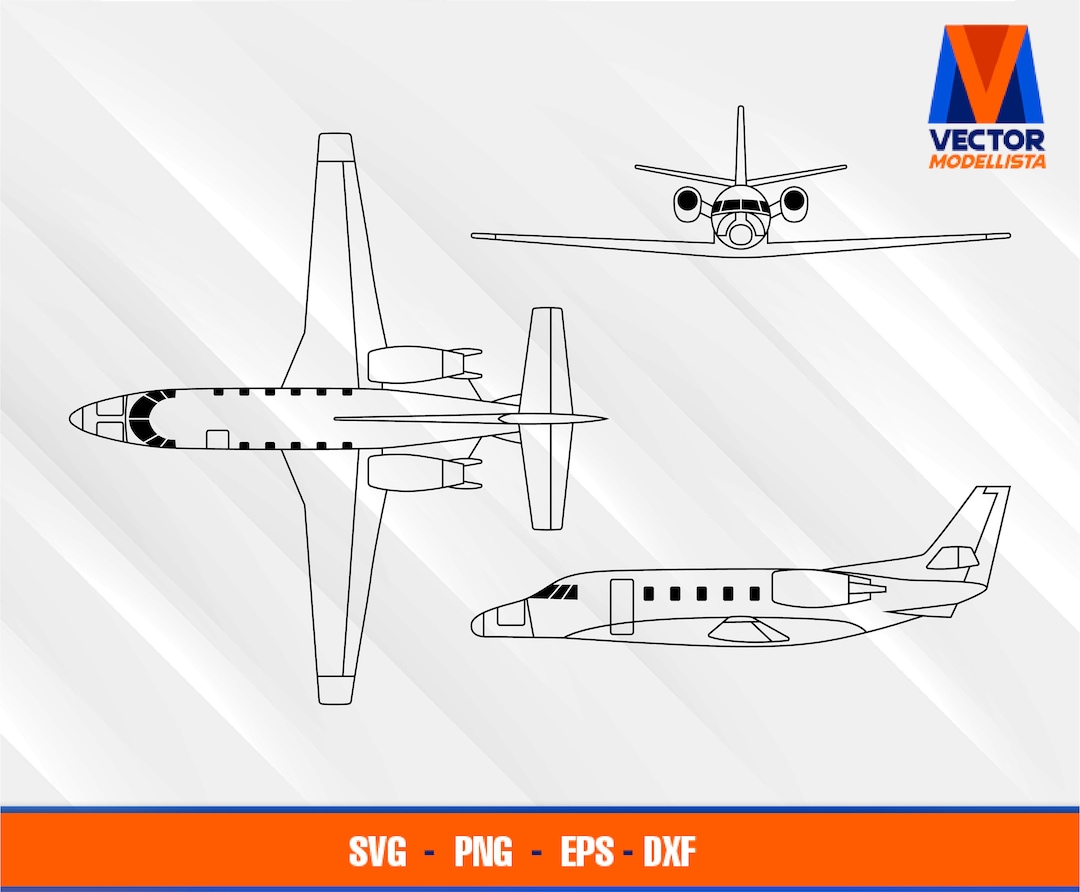 Citation Excel Airplane Blueprint EPS SVG PNG Dxf Vector Art Cricut ...