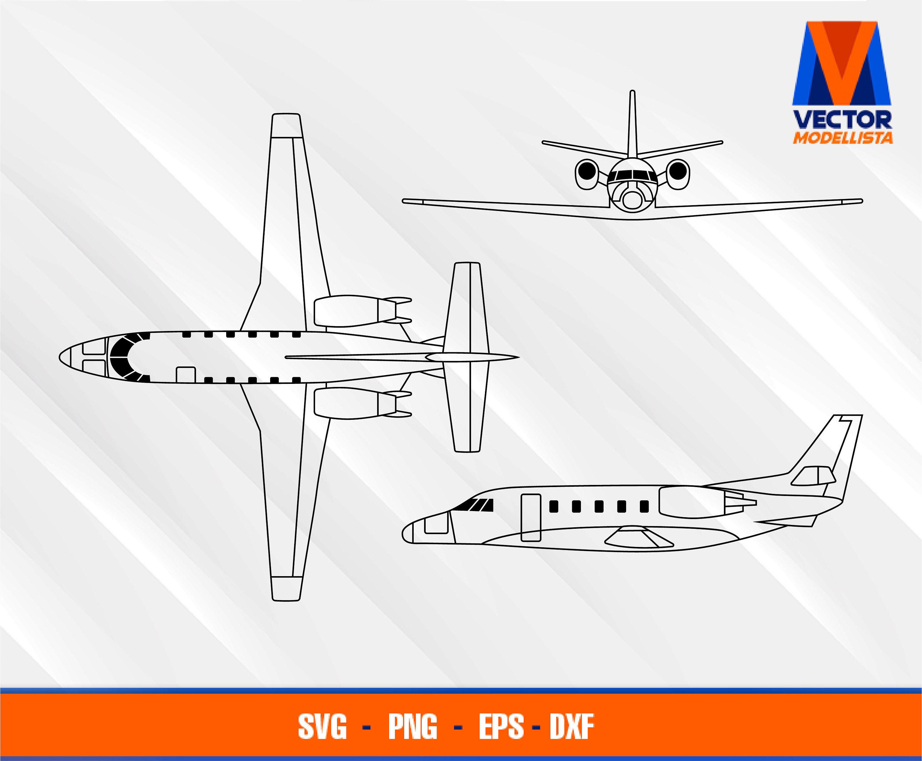 Citation Excel Airplane Blueprint EPS SVG PNG Dxf Vector - Etsy UK