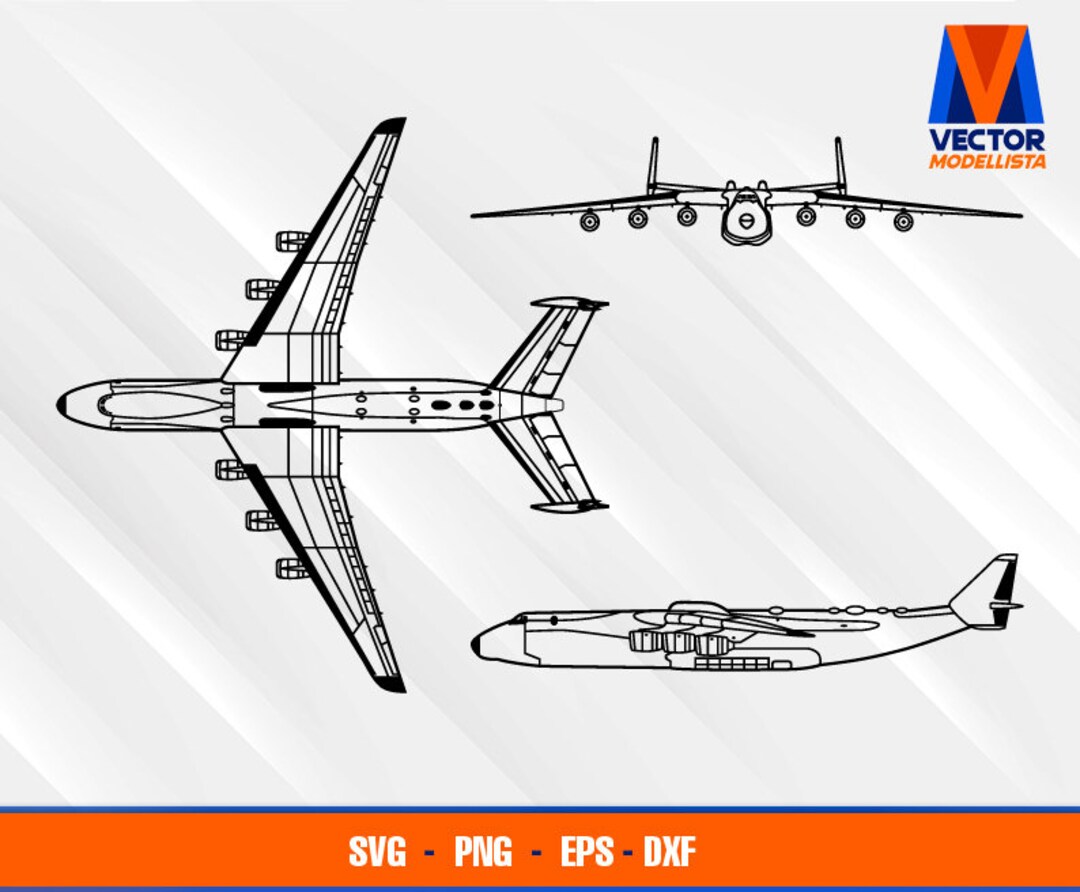 An-148 Airplane Blueprint EPS - SVG - PNG - Dxf Vector Art - Cricut ...