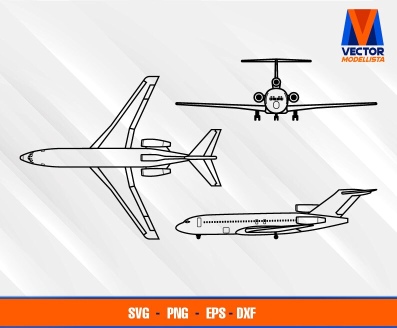 B727-100 Airplane Blueprint EPS SVG PNG Dxf Vector Art - Etsy