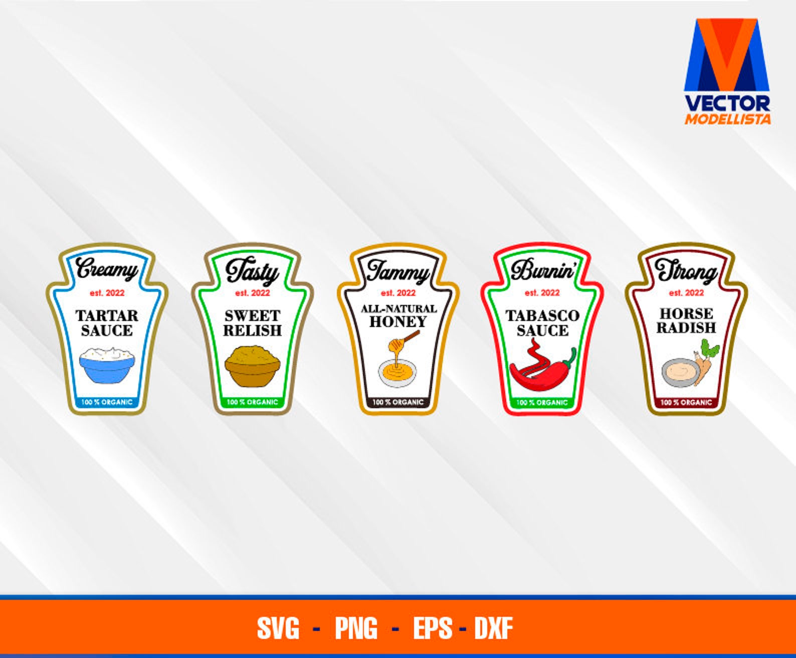 X15 Condiment Labels Bundle EPS - SVG - PNG - Dxf Vector Art - Cricut ...