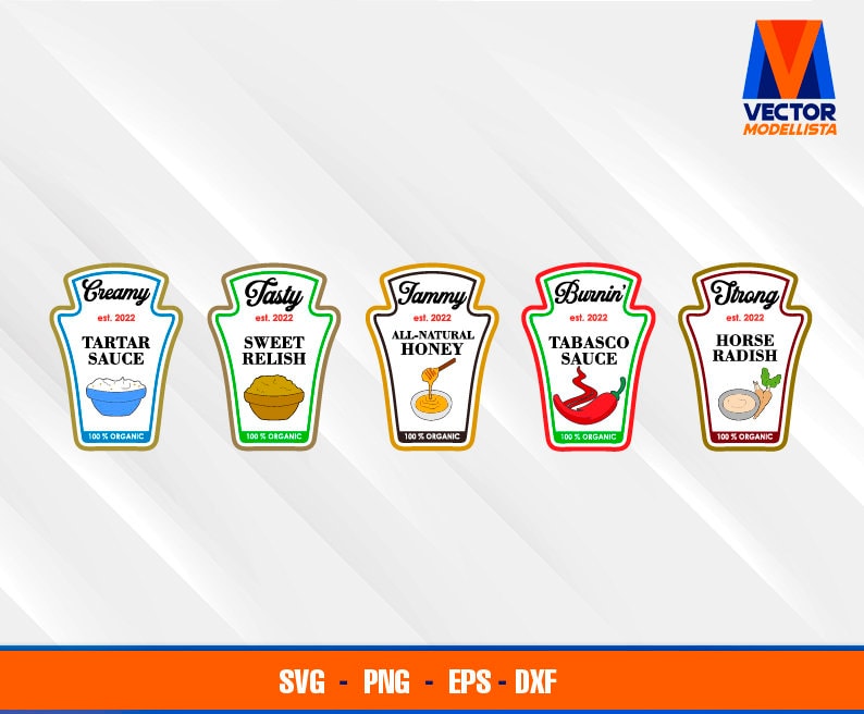 X15 Condiment Labels Bundle EPS - SVG - PNG - Dxf Vector Art - Cricut ...