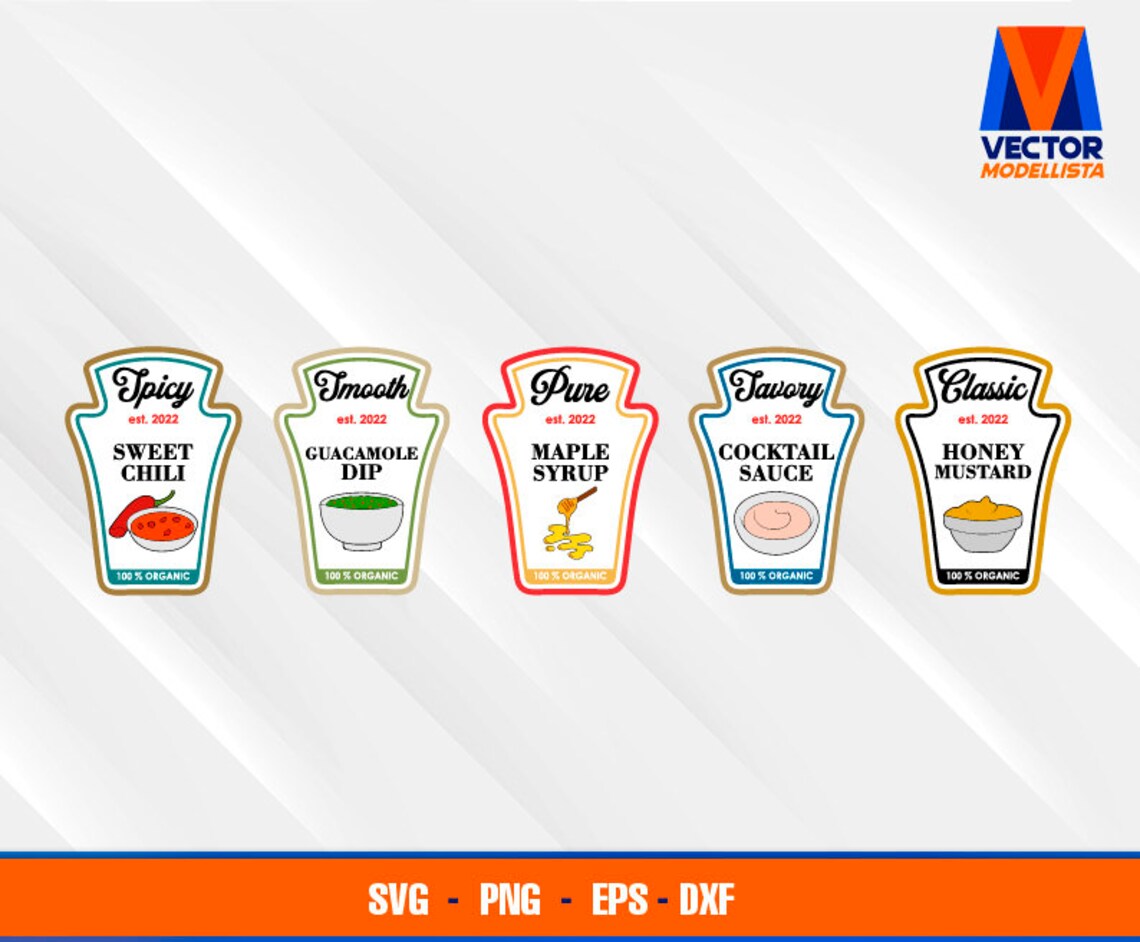 X15 Condiment Labels Bundle EPS - SVG - PNG - Dxf Vector Art - Cricut ...