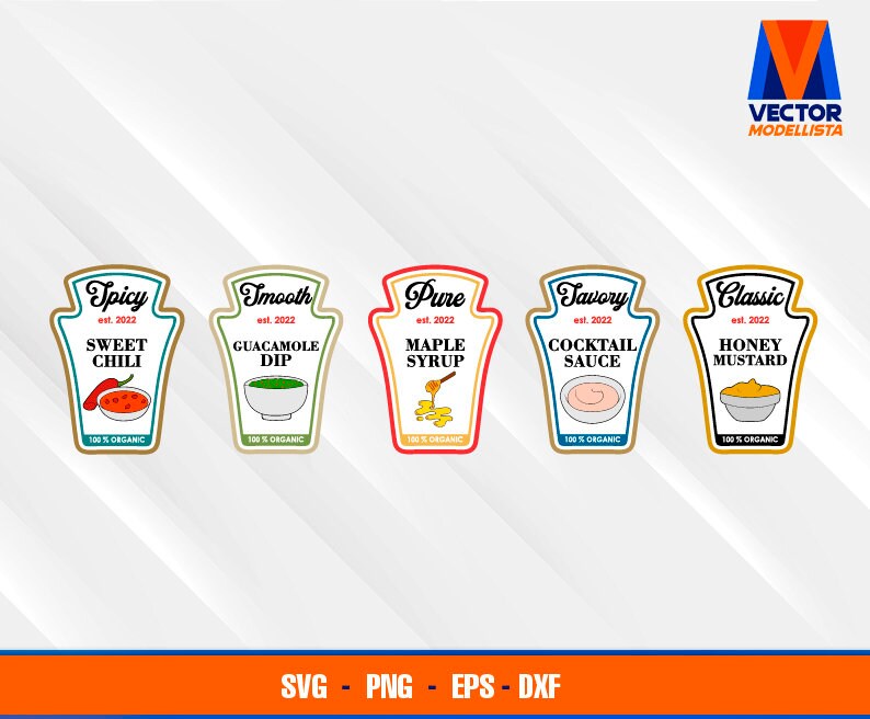 X15 Condiment Labels Bundle EPS - SVG - PNG - Dxf Vector Art - Cricut ...