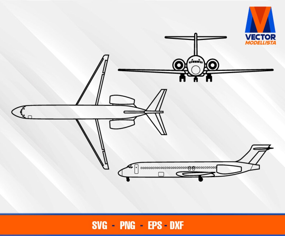 B717 Airplane Blueprint EPS - SVG - PNG - Dxf Vector Art - Cricut ...