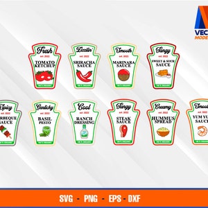 X20 Condiment Labels Bundle EPS - SVG - PNG - Dxf Vector Art - Cricut ...