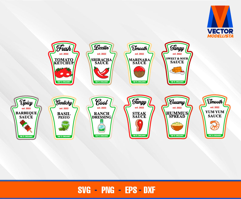 X20 Condiment Labels Bundle EPS - SVG - PNG - Dxf Vector Art - Cricut ...