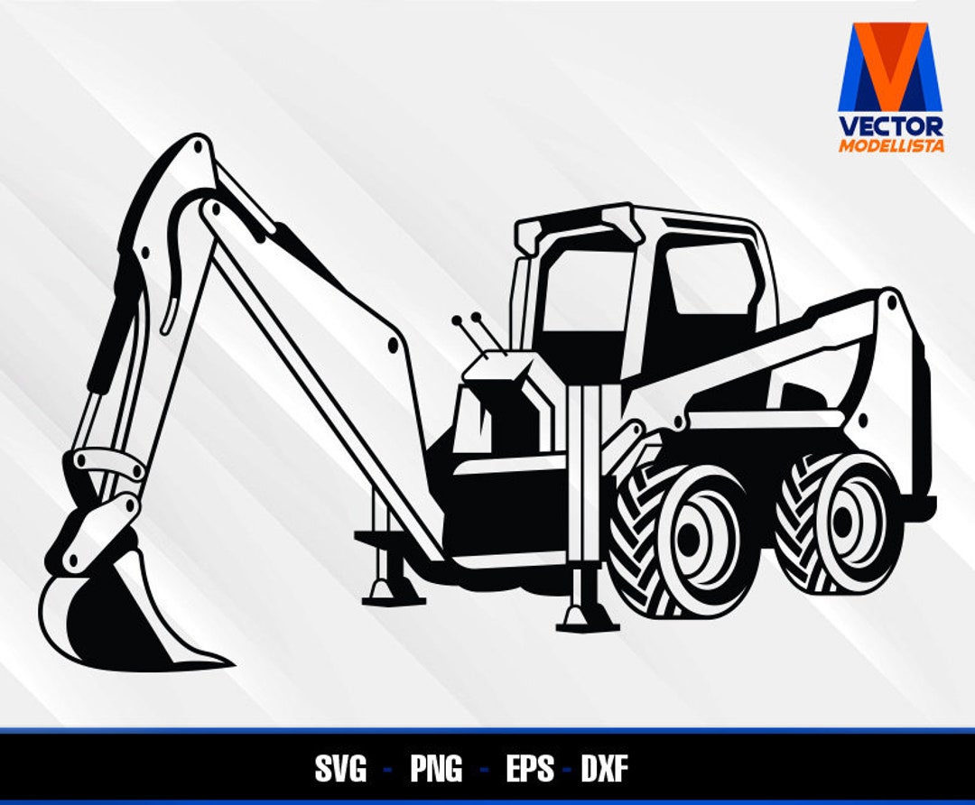 Skid Steer With Backhoe SVG EPS PNG Dxf Vector Art Design - Etsy