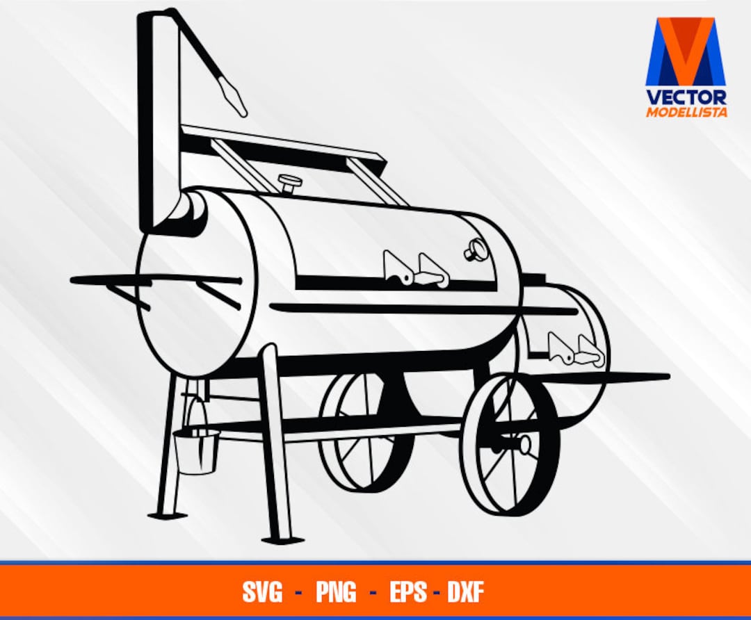 Bbq Grill With Chimney Svg, Png, Eps, Dxf, Smoker BBQ Barbeque Wood ...