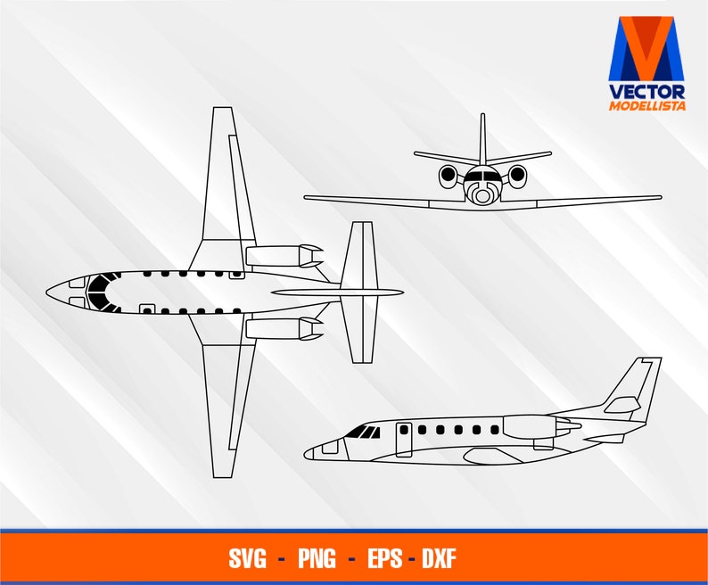 Citation Xsl Airplane Blueprint EPS SVG PNG Dxf Vector Art Cricut ...