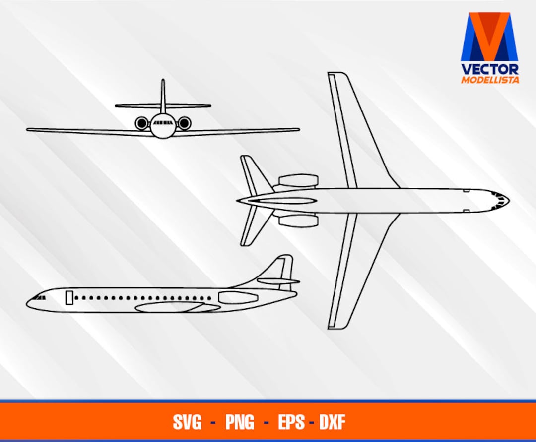 Caravelle 12 Airplane Blueprint EPS - SVG - PNG - Dxf Vector Art ...