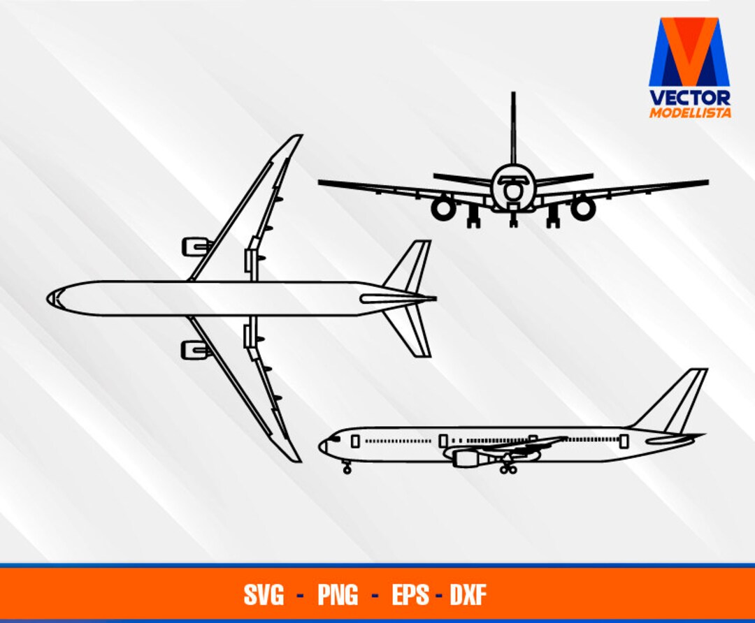B767-400 Airplane Blueprint Blueprint EPS - SVG - PNG - Dxf Vector Art ...
