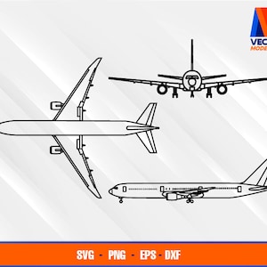 B767-400 Airplane Blueprint Blueprint EPS - SVG - PNG - Dxf Vector Art ...