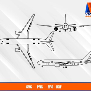 B777-300 Airplane Blueprint EPS - SVG - PNG - Dxf Vector Art - Cricut ...
