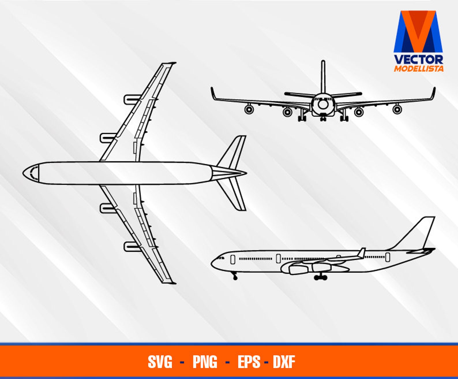 A340-200 Airplane Blueprint EPS SVG PNG Dxf Vector Art Cricut ...
