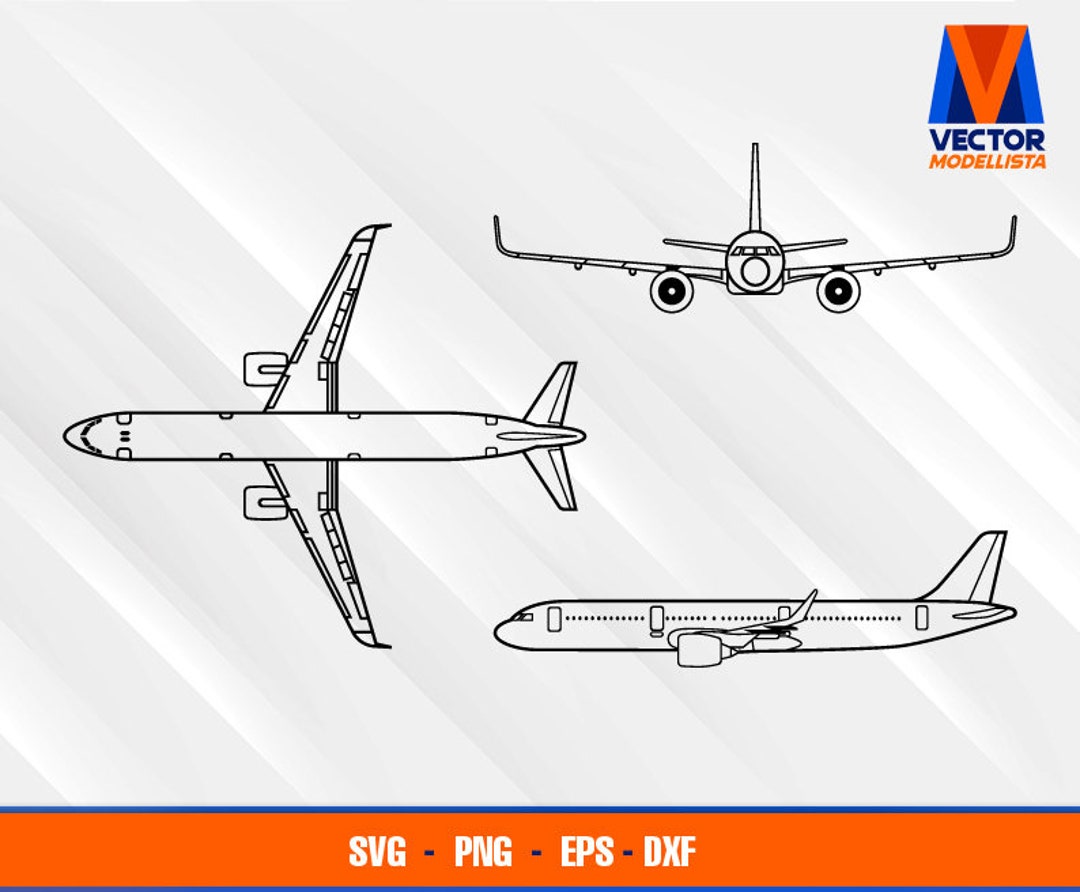 A321 Airplane Blueprint EPS - SVG - PNG - Dxf Vector Art - Cricut ...