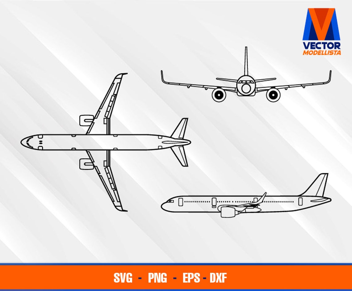 A321 Airplane Blueprint EPS SVG PNG Dxf Vector Art - Etsy