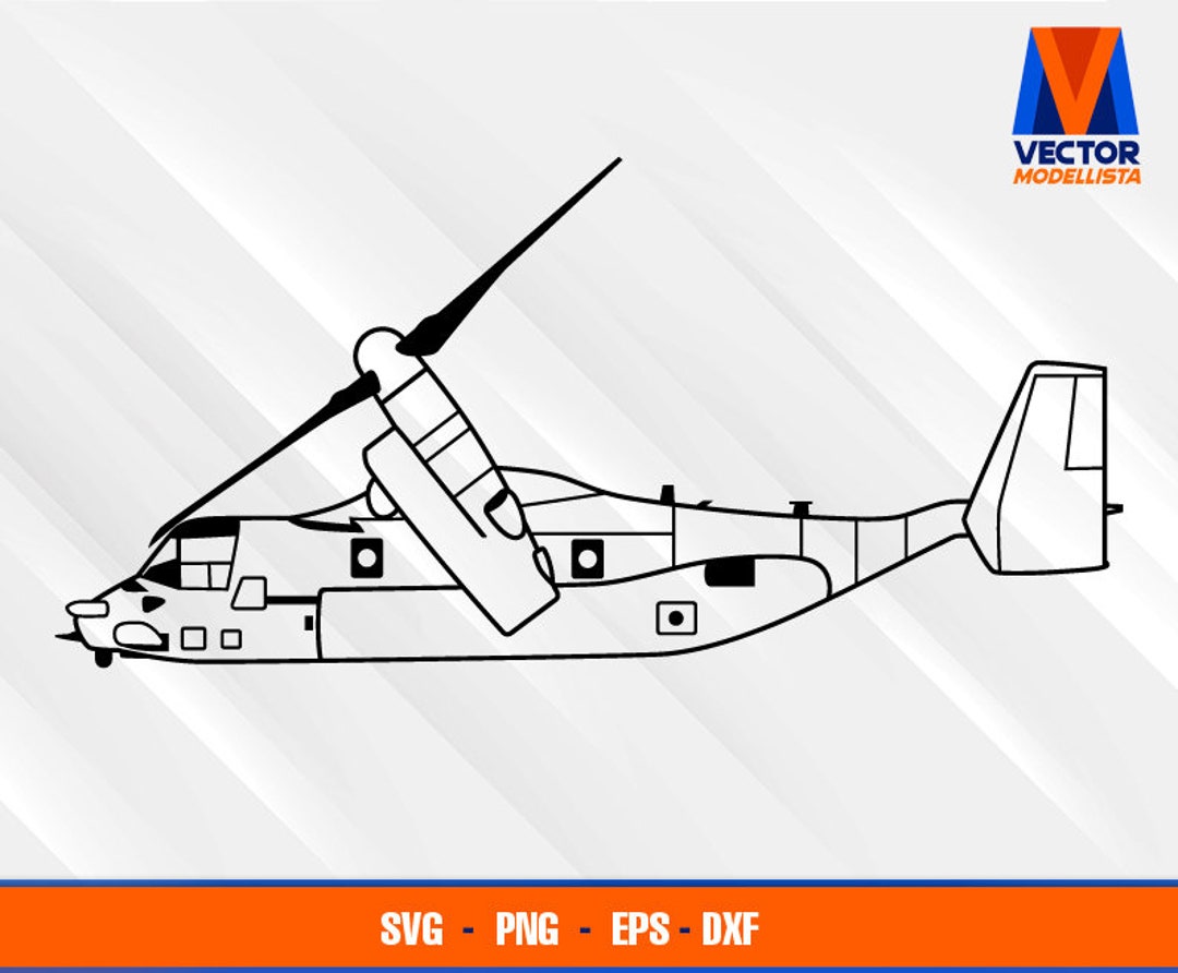 Mv-22b Osprey Aircraft SVG - EPS - PNG - Dxf Vector Art - Us Air Force ...