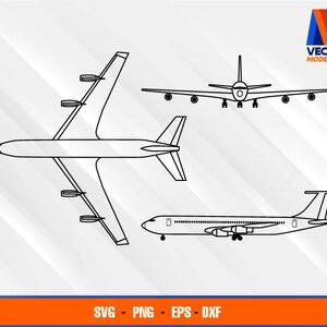 B707-320 Airplane Blueprint EPS - SVG - PNG - Dxf Vector Art - Cricut ...